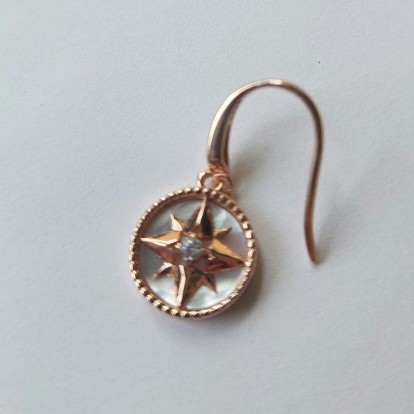 Jora | Jewelry | Rose Gold Starburst Drop Earrings With Black Stretch ...